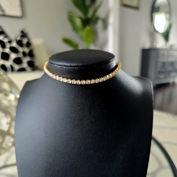 Jewelry | Gold Overlay Swarovski Crystal Pull Tab Tennis Braclet New ...